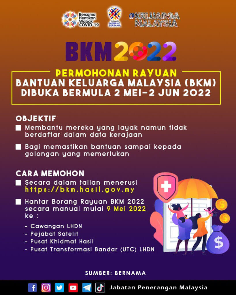 Permohonan Rayuan Bantuan Keluarga Malaysia (BKM) Dibuka Bermula 2 Mei - 2 Jun 2022 - Malaysiaaktif