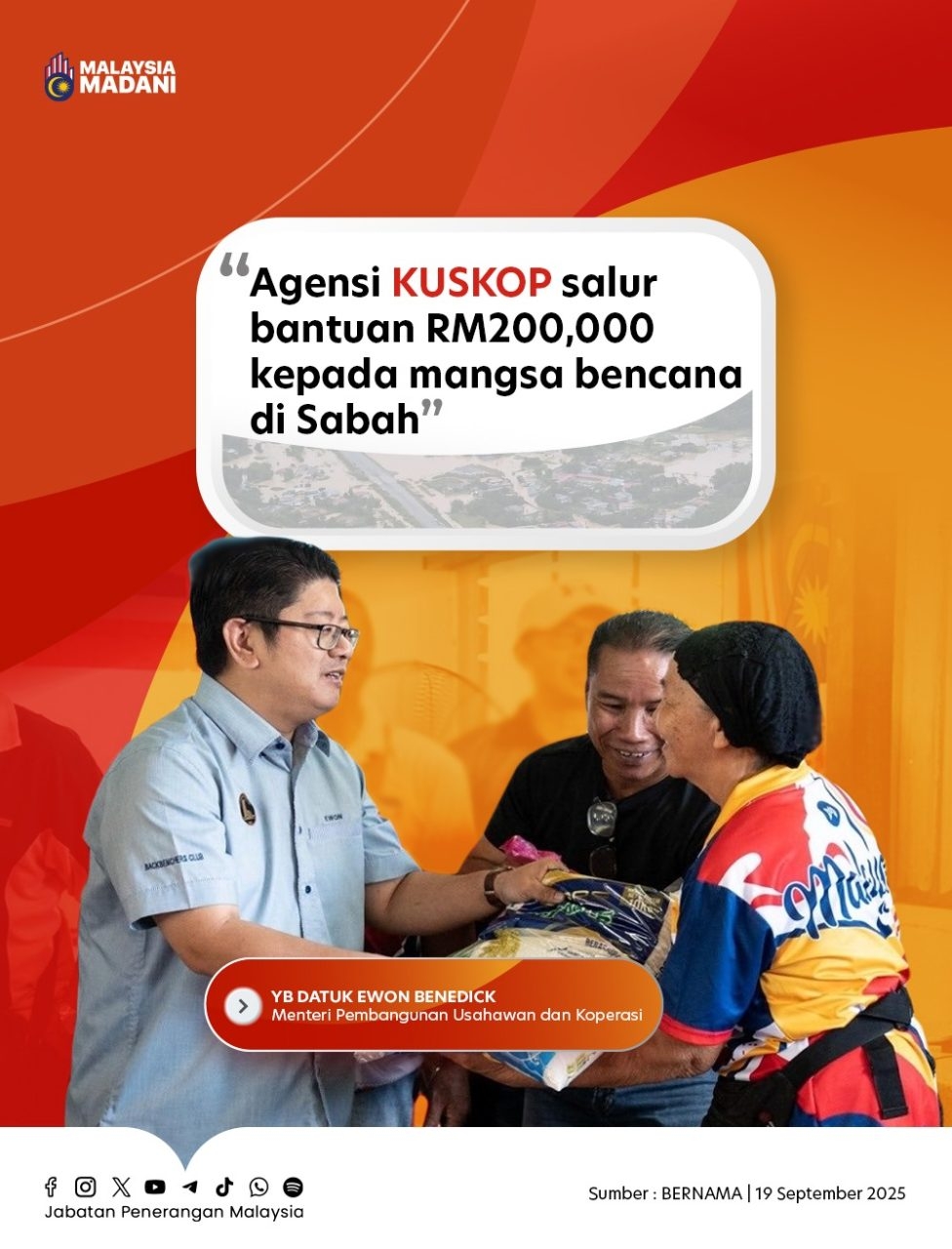Agensi KUSKOP Salur Bantuan RM200,000 Kepada Mangsa Bencana Di Sabah - Malaysiaaktif