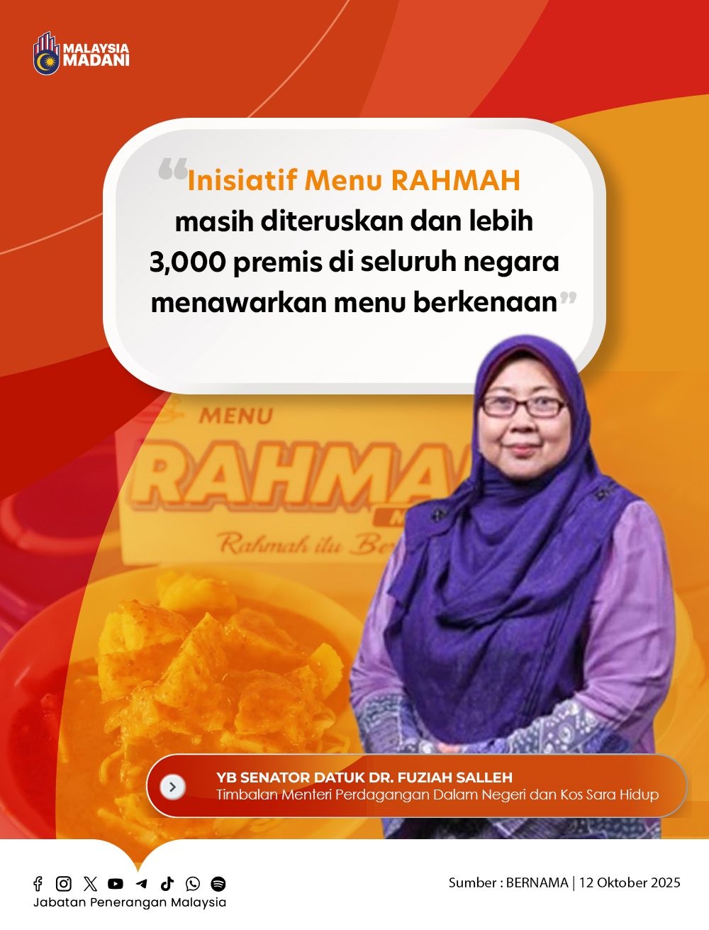 Inisiatif Menu RAHMAH Masih Diteruskan Dan Lebih 3,000 Premis Di ...