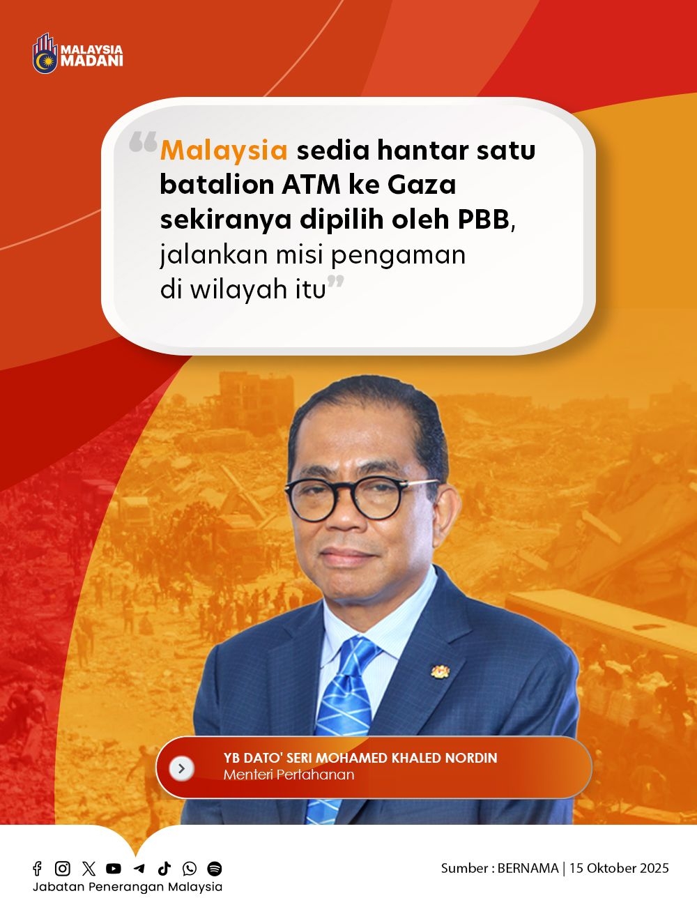 Malaysia Sedia Hantar Satu Batalion ATM Ke Gaza Sekiranya Dipilih Oleh ...