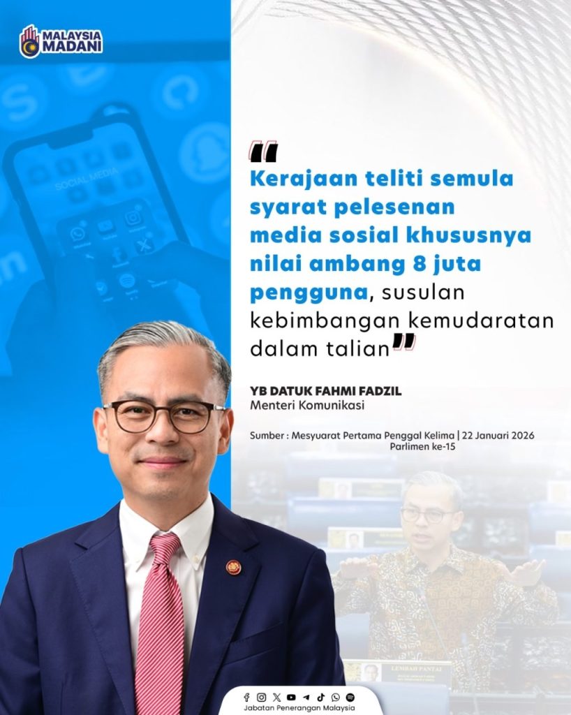 Kerajaan Teliti Semula Syarat Pelesenan Media Sosial Khususnya Nilai ...