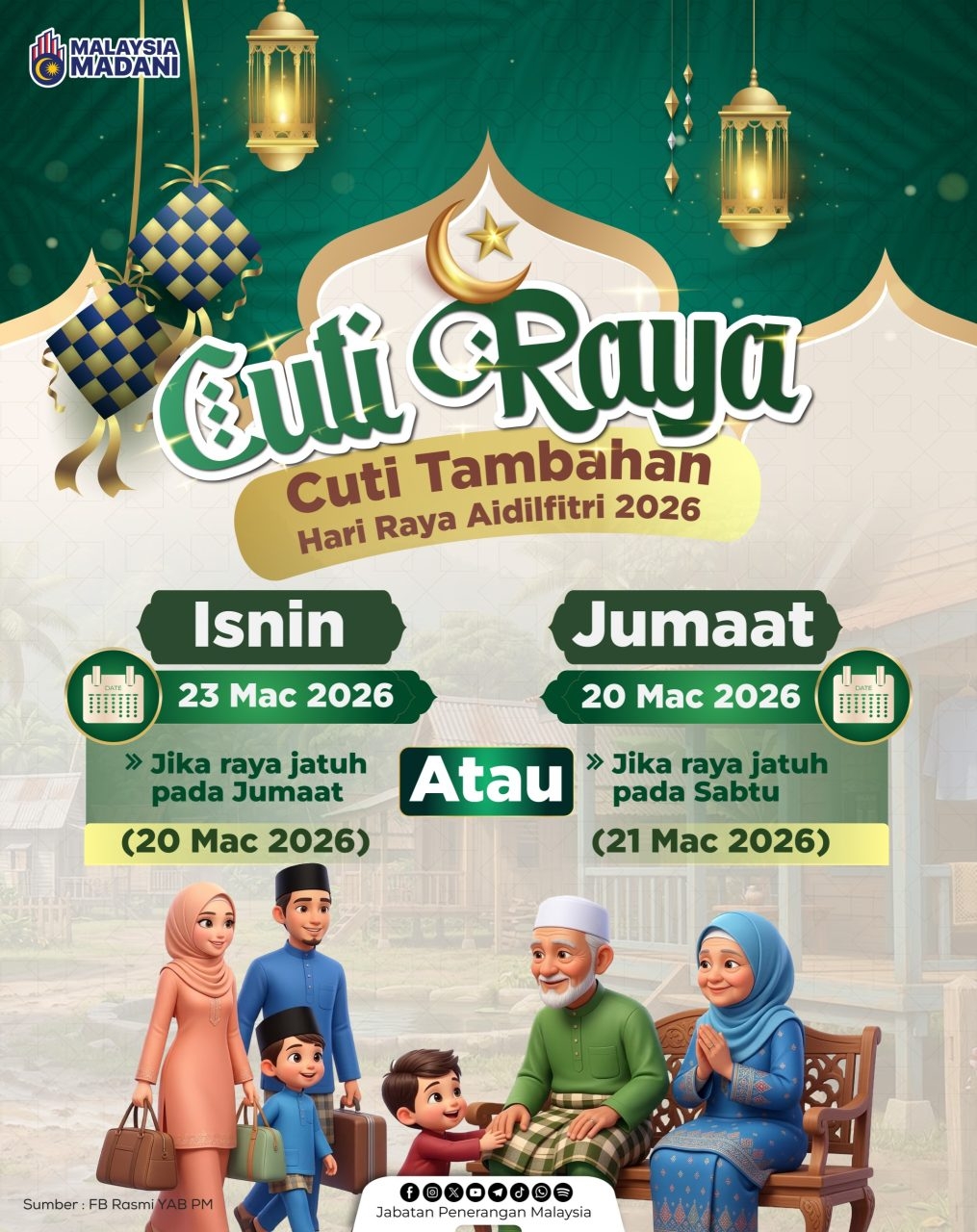 Cuti Tambahan Hari Raya Aidilfitri 2026 - Malaysiaaktif
